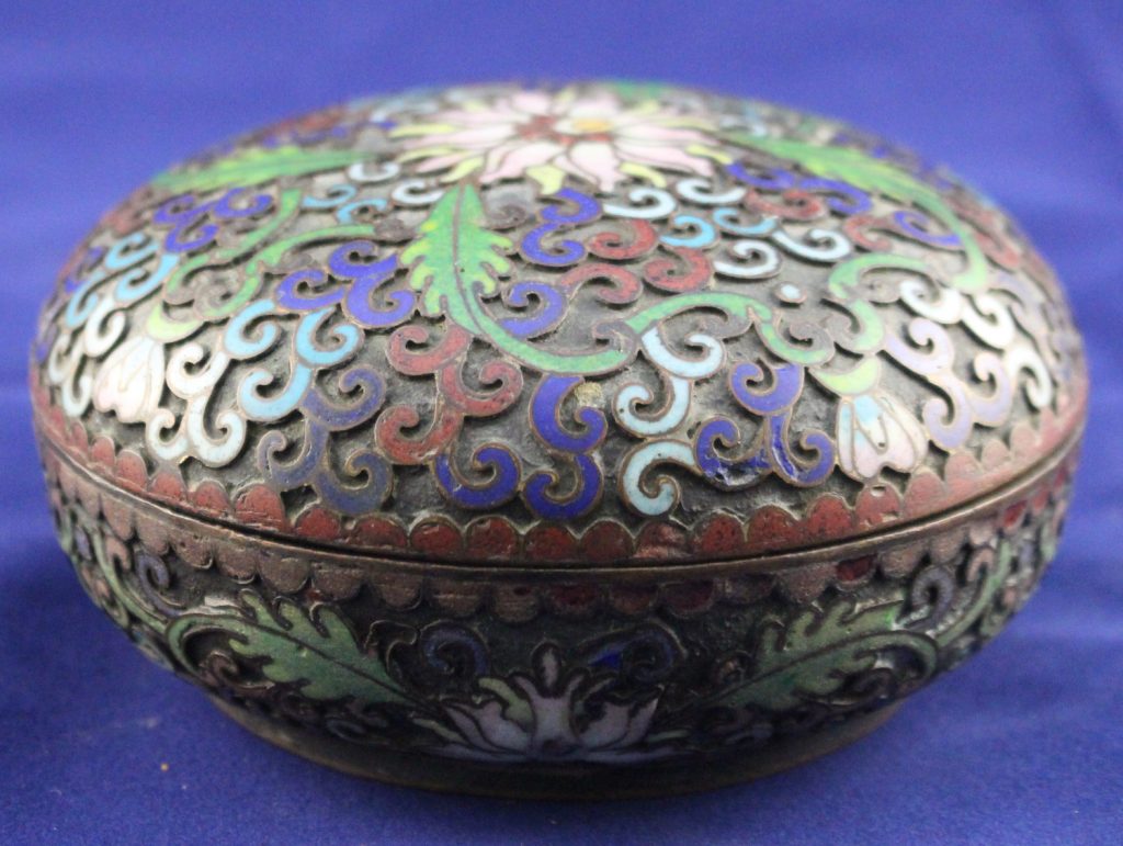 Champlevé Enamel Lotus Box and Cover - Asian Art Sales